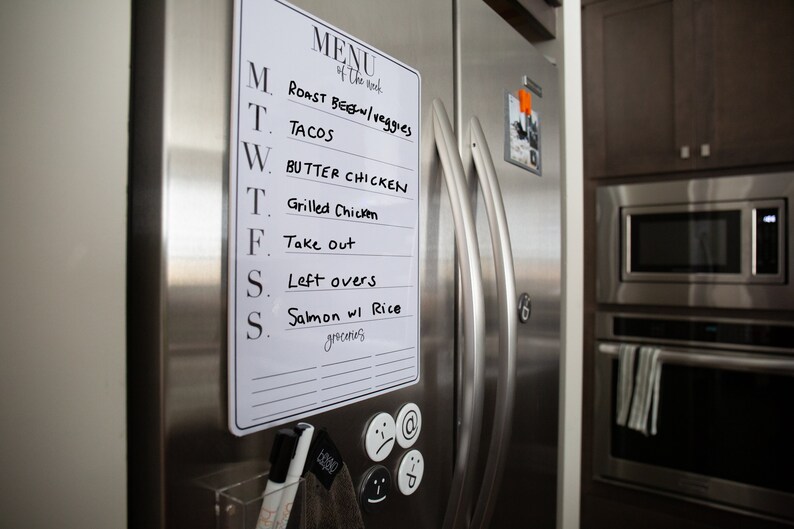 Weekly Menu Planner Dry Erasable | Whiteboard Meal Planner | Family ...