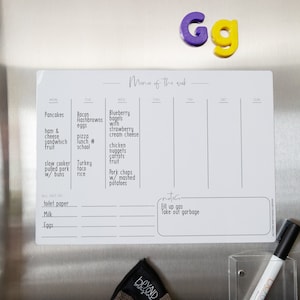Weekly Horizontal Magnetic Menu Planner Dry Erase | Whiteboard Planner ...