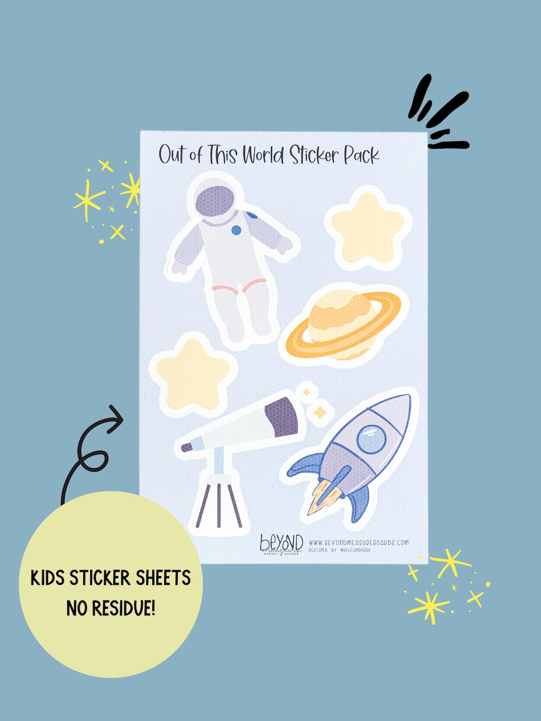 Out of This World Sticker Pack | Space, Astronaut & Rocket Reusable ...