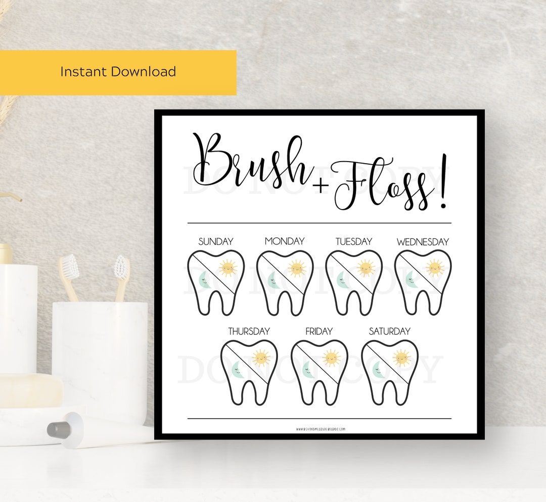 Toothbrush & Floss Printable - Print + Laminate - Etsy