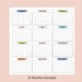 12 Month Printable Calendars - Colourful Watercolour Fill In - Etsy