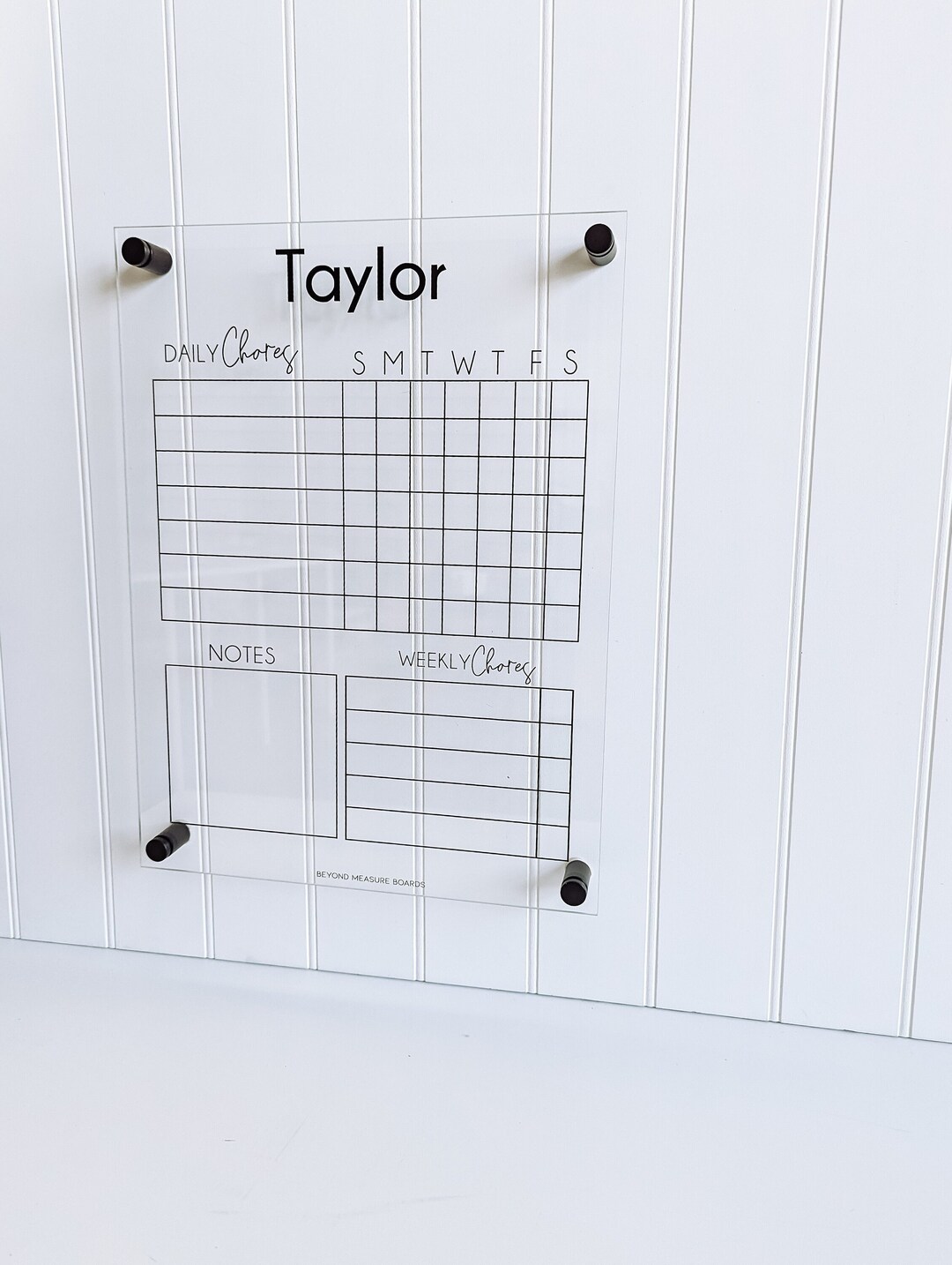 Acrylic Chore Chart - One Child | Acrylic Responsibility Chart ...