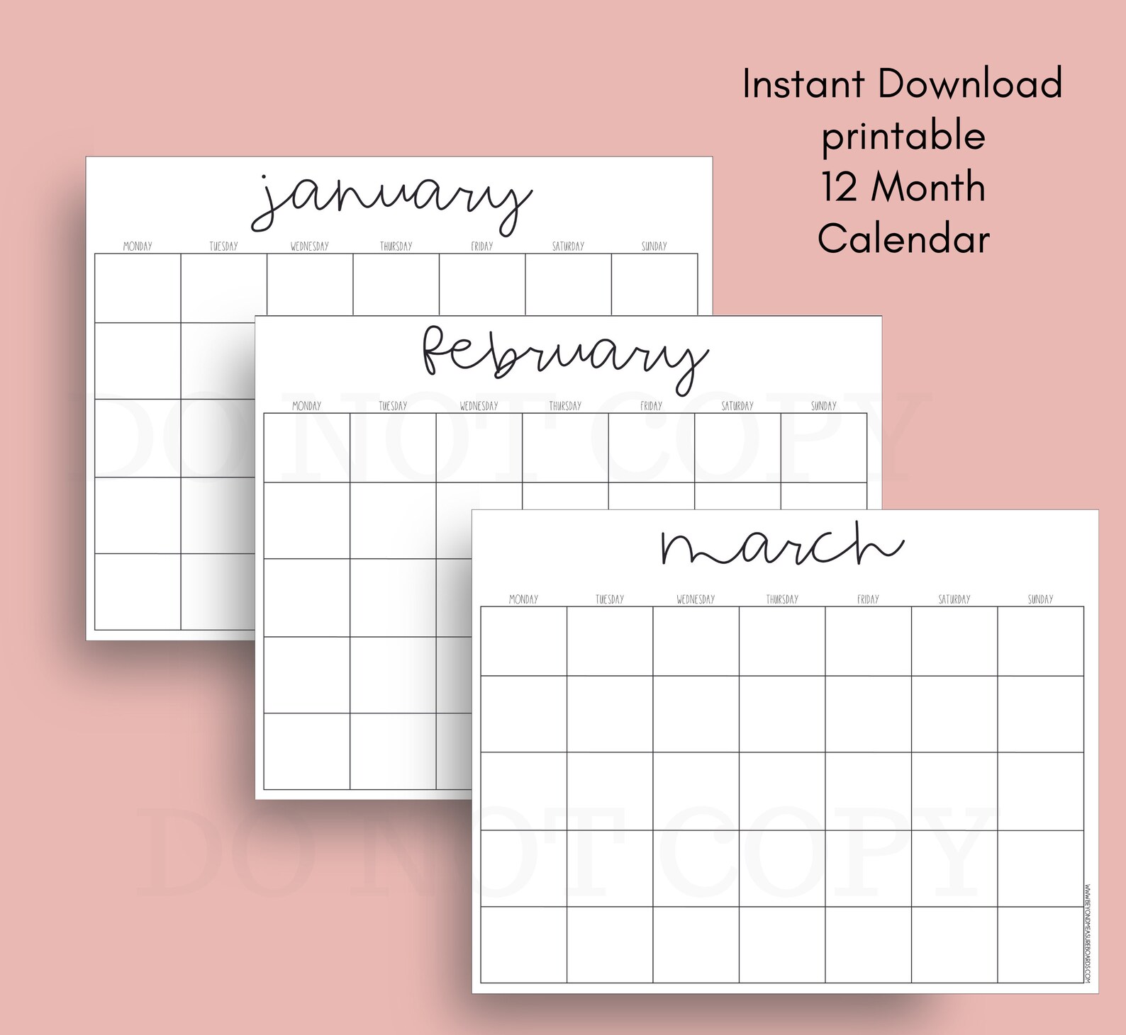 12 Month Printable Calendars - Modern Fun Blank Fill In - Etsy