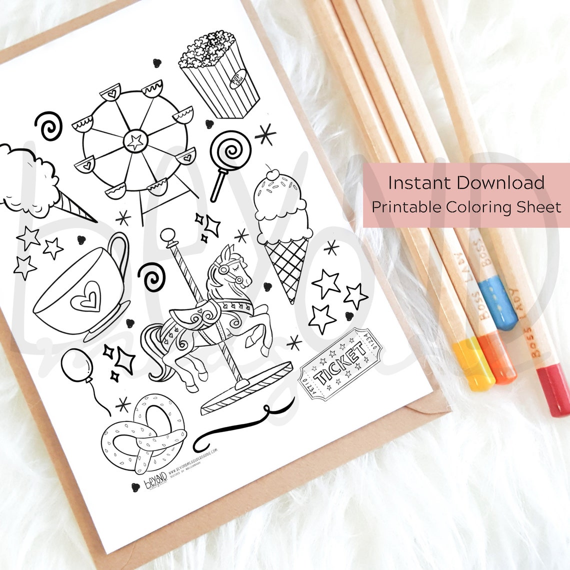 Theme Park Kids Coloring Sheet Printable - Etsy