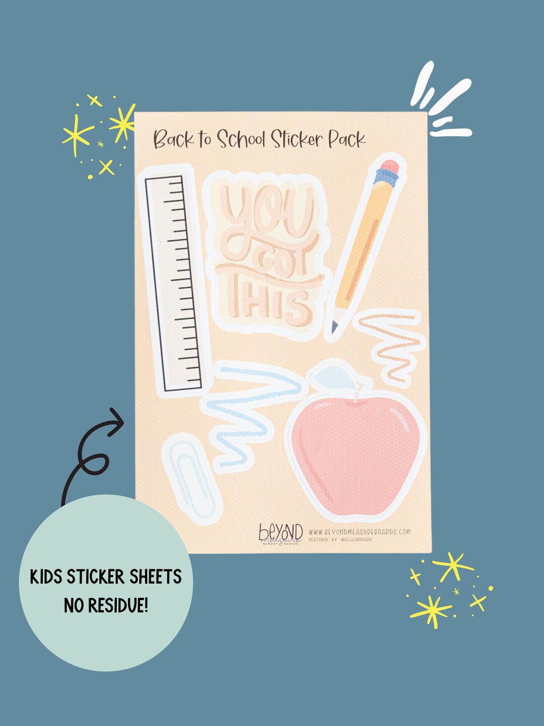 Back to School Kids Sticker Pack | Reusable No-residue Stickers - Etsy