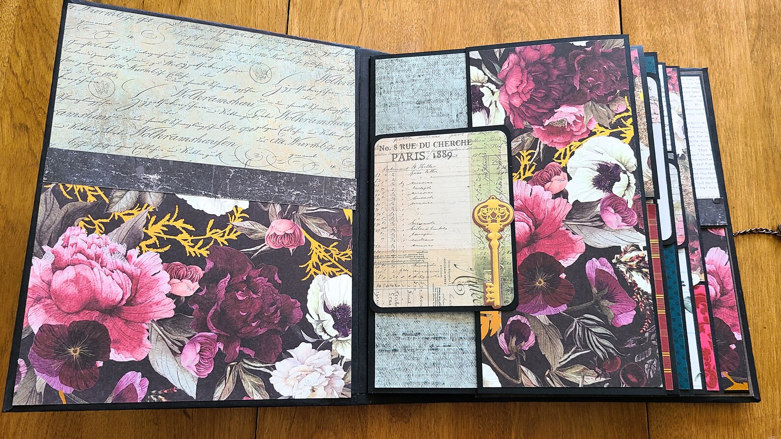 Handmade Mini Album Scrapbook - Ready for Photos - Dark Romantic Floral ...