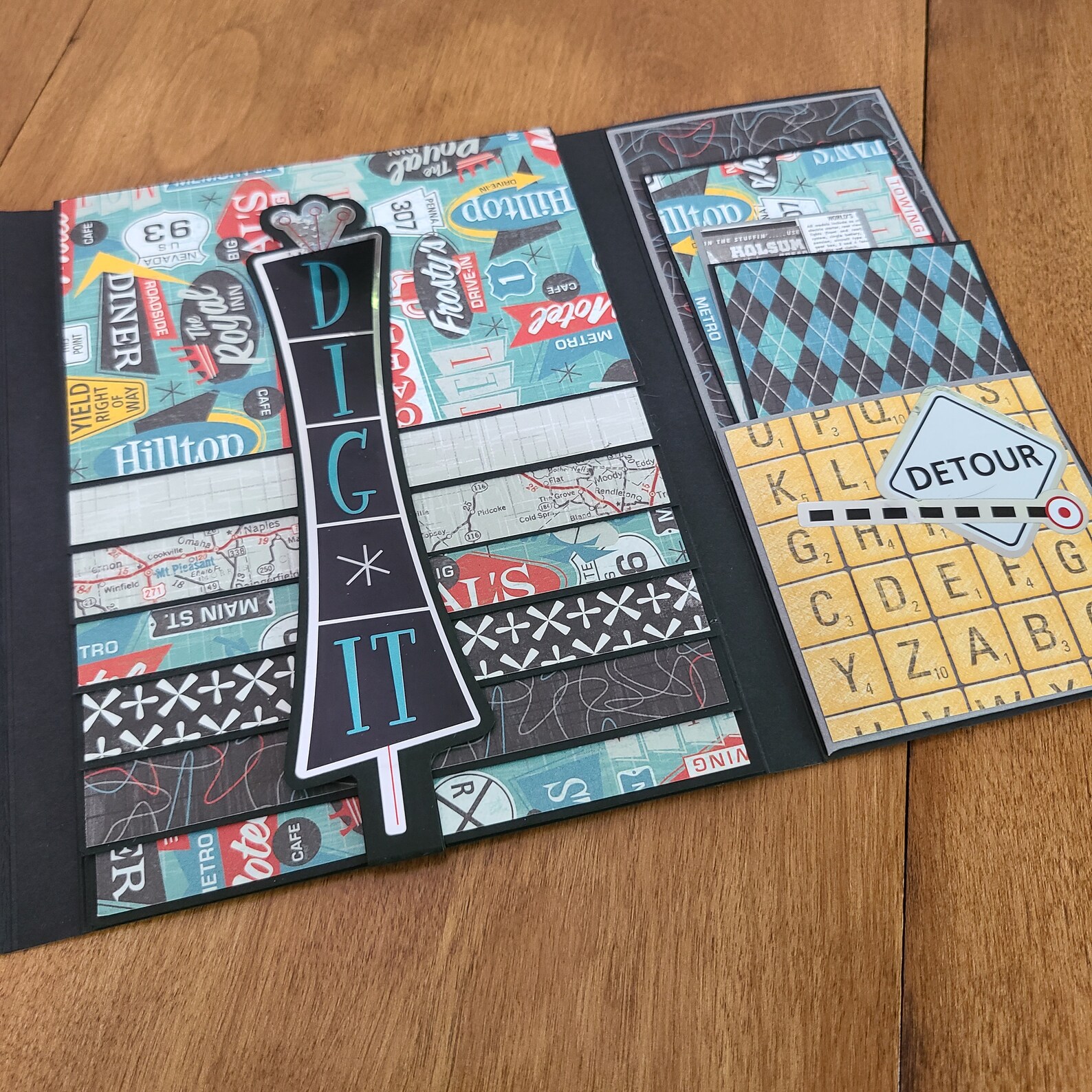 Handmade Mini Folio Album Scrapbook - Retro 50s Road Trip Vacation - Etsy