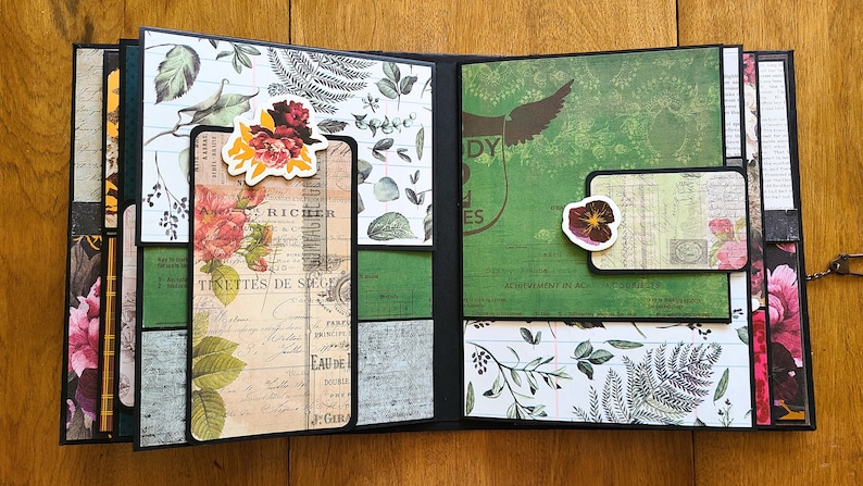 Handmade Mini Album Scrapbook - Ready for Photos - Dark Romantic Floral ...