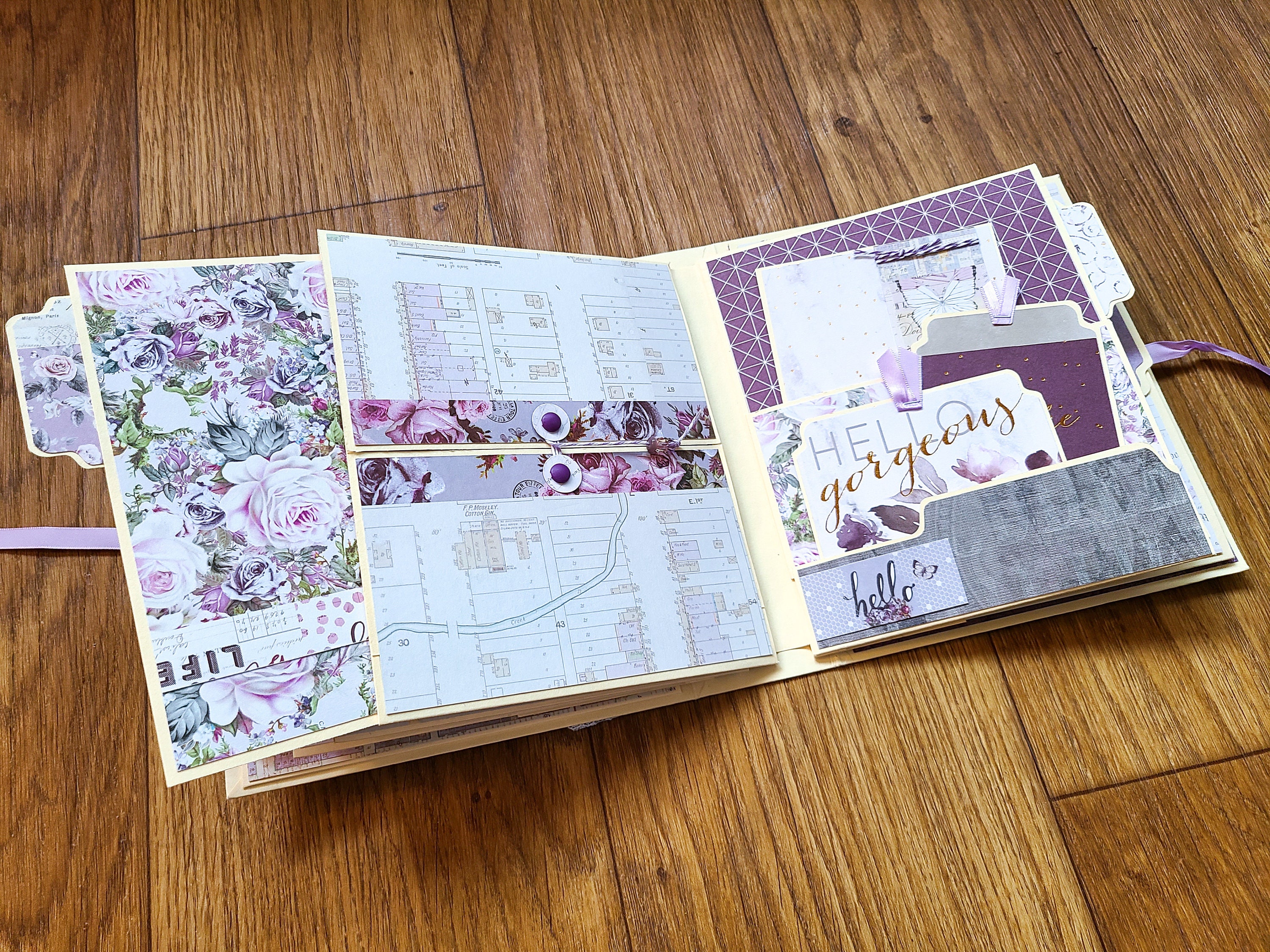Handmade Mini Album Scrapbook - Ready for Photos - Prima Lavender Sweet ...