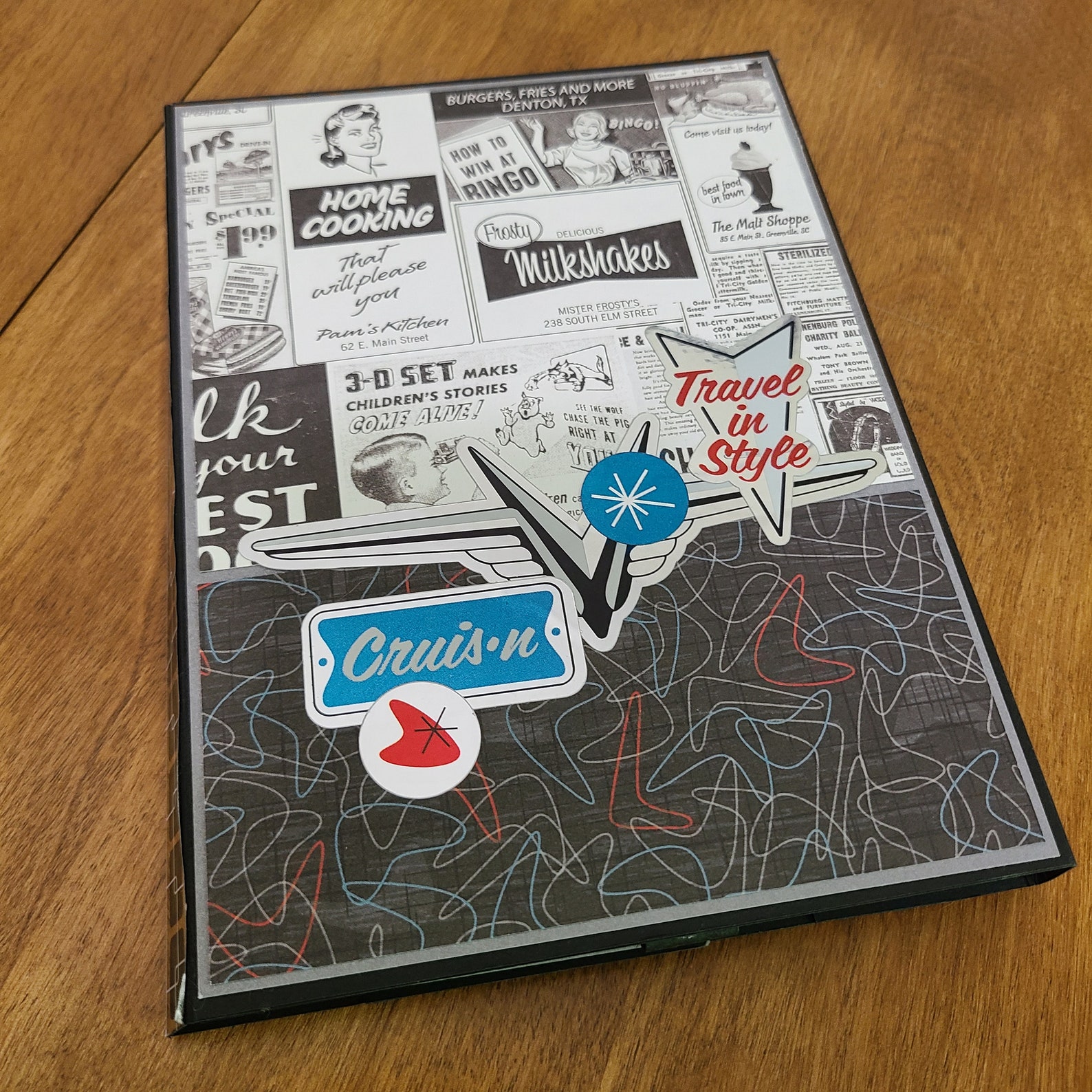 Handmade Mini Folio Album Scrapbook - Retro 50s Road Trip Vacation - Etsy