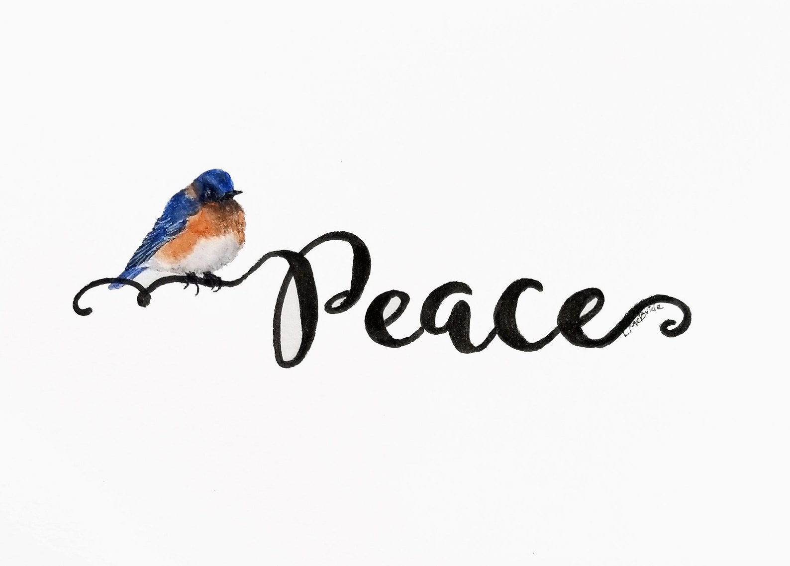 Eastern Bluebird Word Art Original Watercolor 5 X 7 Painting, Realistic ...