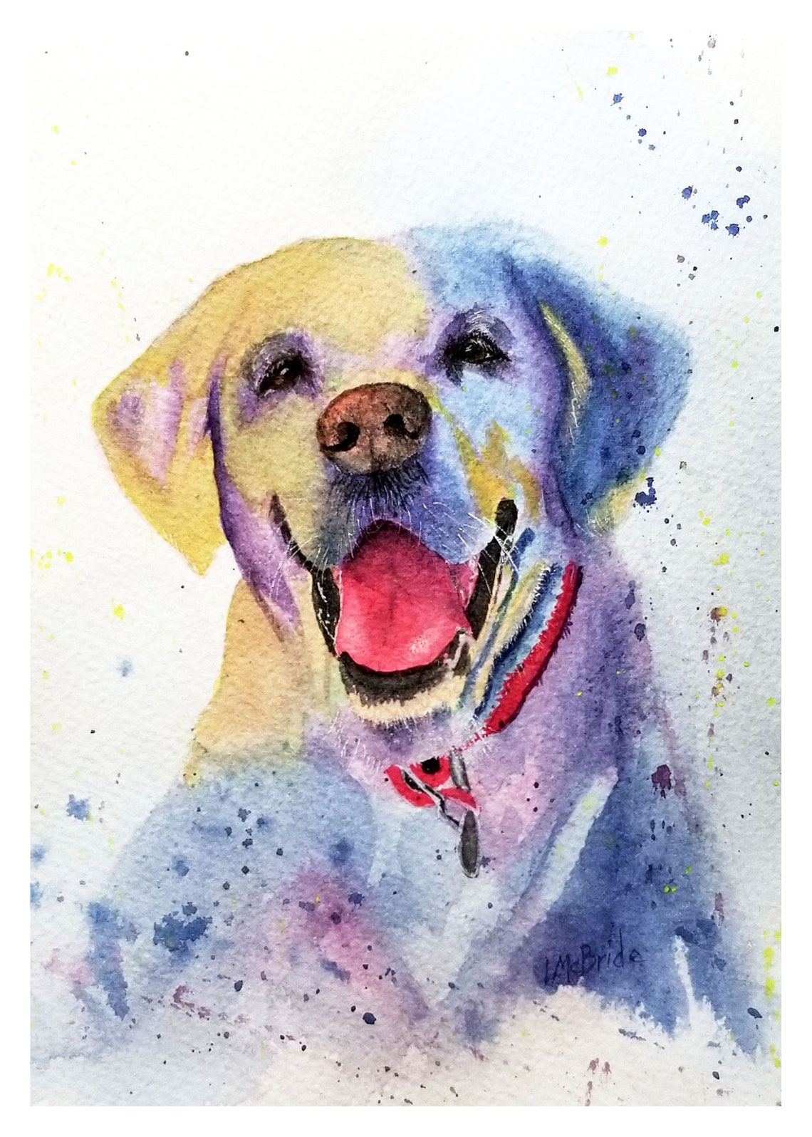 Colorful Lab Retriever Blank Note Card 3 1 2 X 5 Or 5 X 7 Etsy