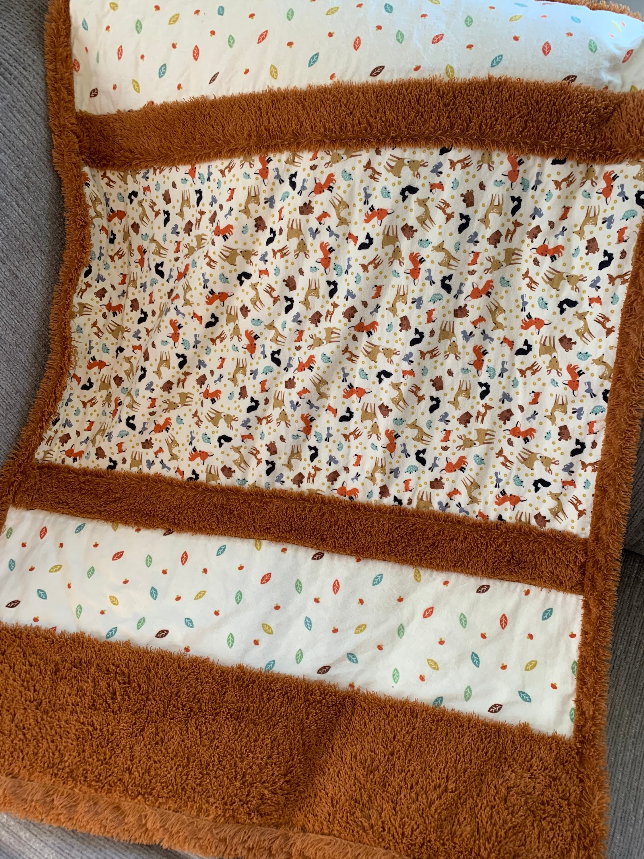 Flannel and minky baby quilt rust colored cuddle quilt - Etsy.de