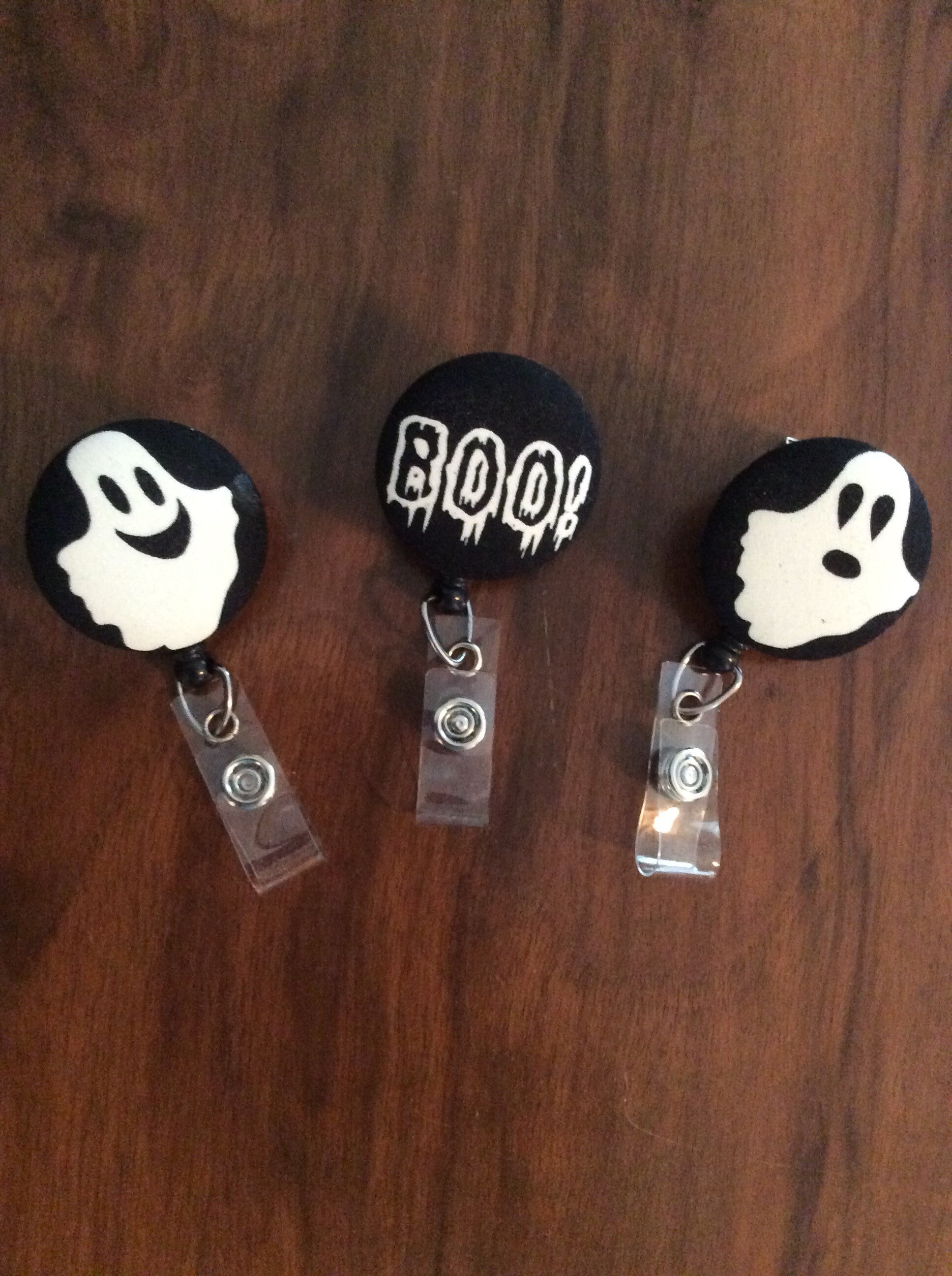 Halloween Ghosts Boo Badge ID Holders Fabric Covered - Etsy