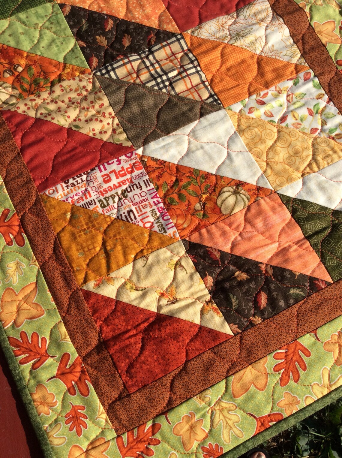 Fall Quilted table runner table topper table decor | Etsy