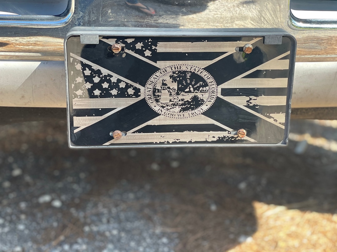 Florida Flag/american Flag License Plate, Car Tag - Etsy