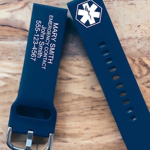 Personalized Medical Alert Watch Band, Compatible With Apple, Fitbit ...