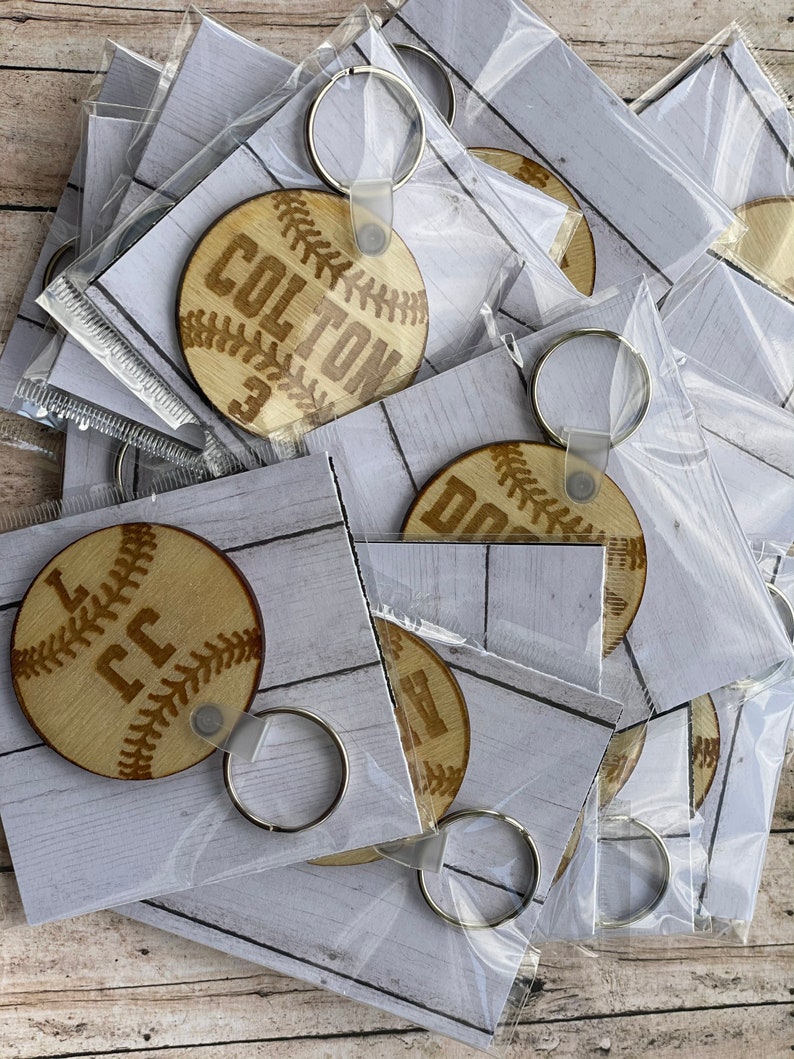 Personalized Baseball Keychain Engraved Key Chain Wood Key - Etsy