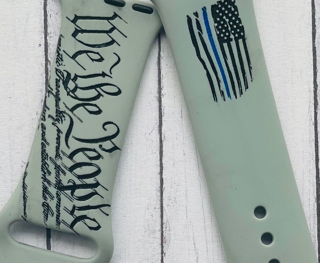 Thin Blue Line Watch Band, We the People American Flag, First Responder ...