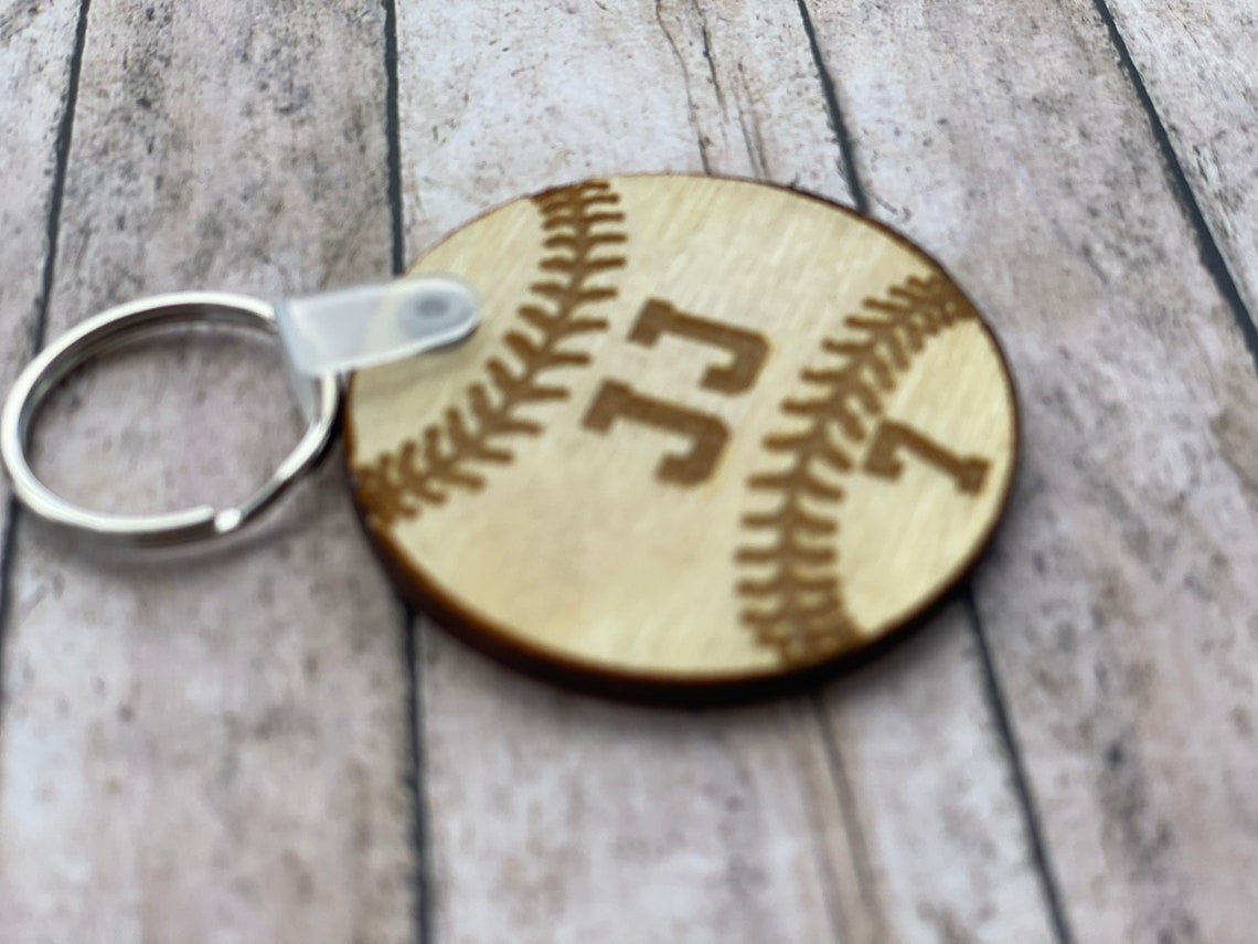 Personalized Baseball Keychain Engraved Key Chain Wood Key - Etsy