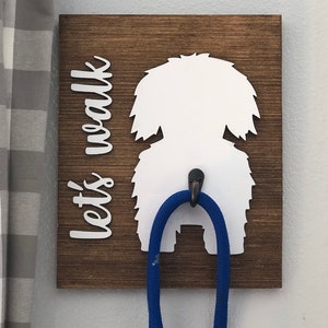 Dog Leash Holder, Lets Walk, Wood Sign, Dog Lover Gift, Leash Hook - Etsy