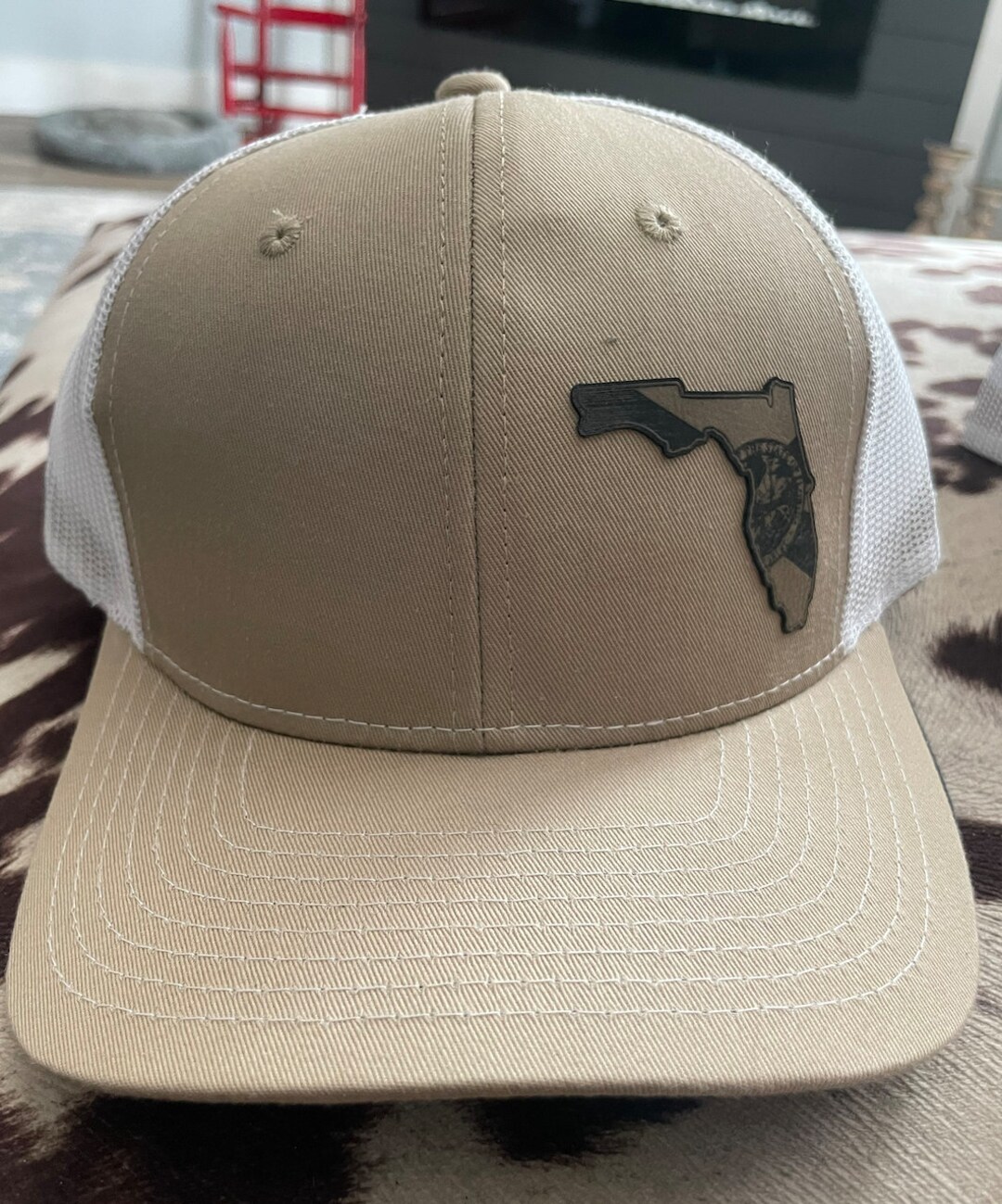 Florida Hat, Florida Flag Hat, Leather Patch Trucker Hat - Etsy