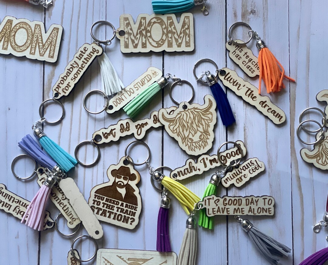 Fun Key Chain, Engraved Wood Key Chain - Etsy