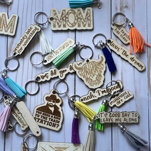 Fun Key Chain, Engraved Wood Key Chain - Etsy