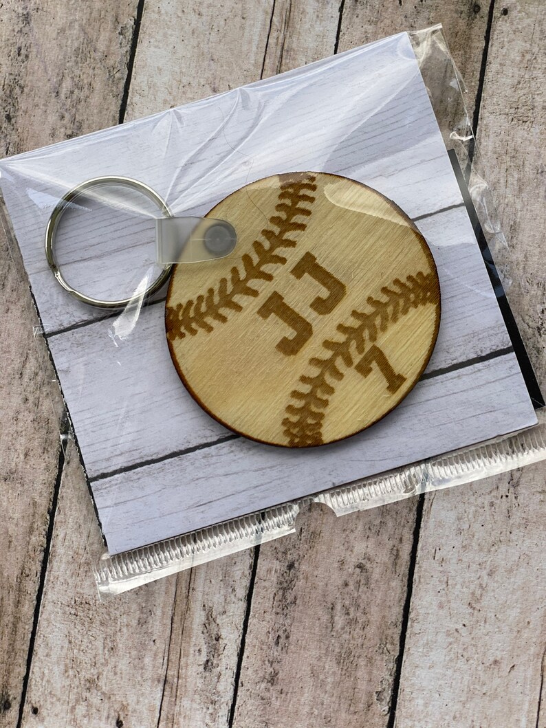 Personalized Baseball Keychain Engraved Key Chain Wood Key - Etsy