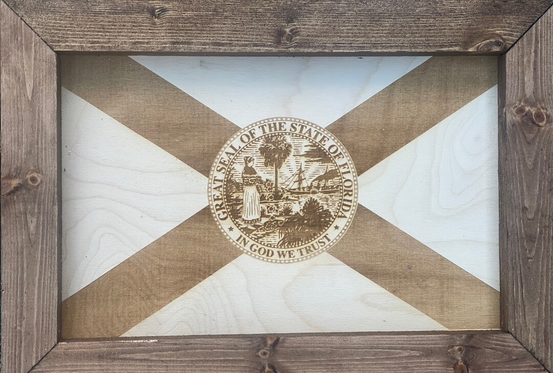 Engraved and Framed Wood Florida Flag, Florida Lover, Florida Gift - Etsy