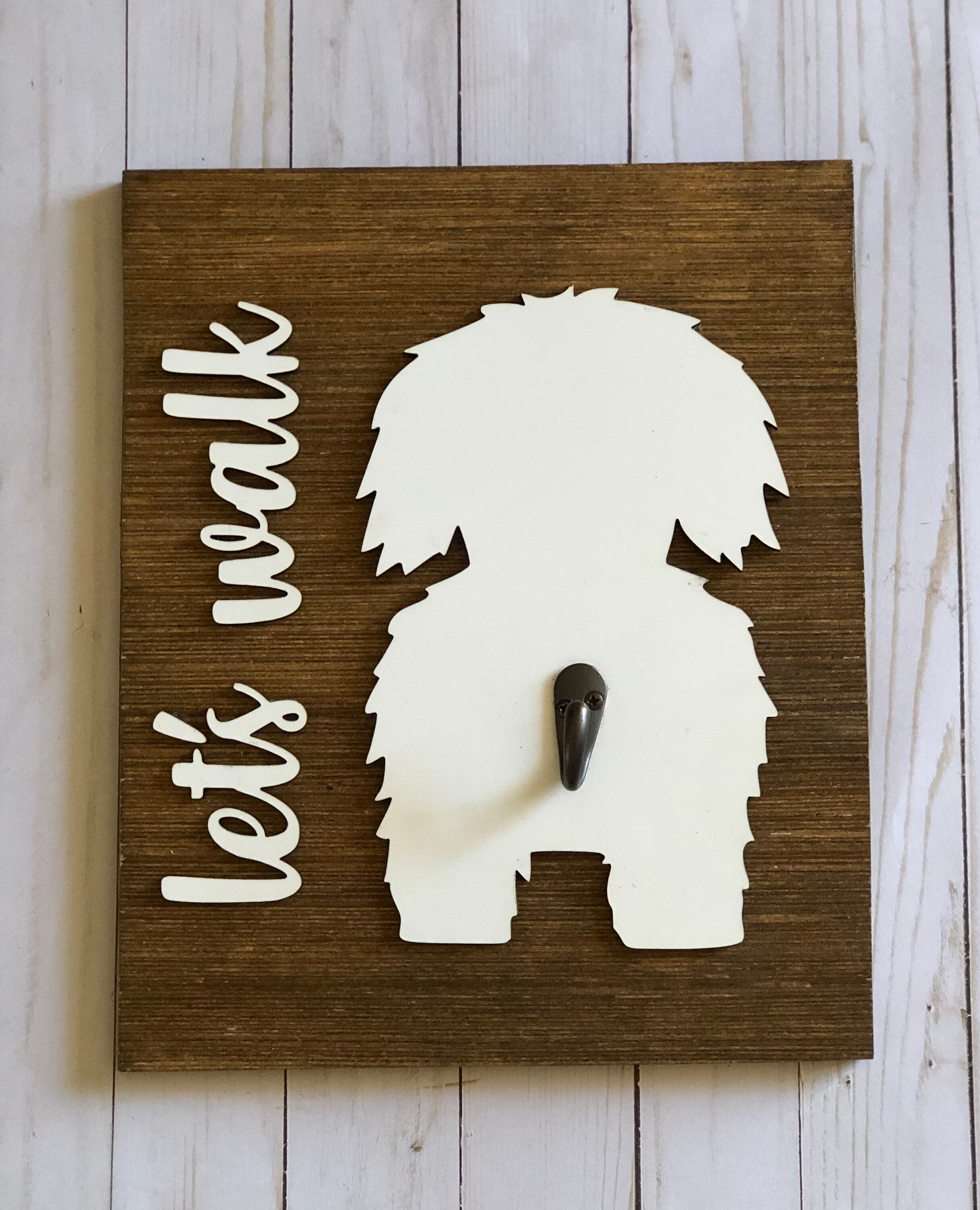 Dog Leash Holder, Lets Walk, Wood Sign, Dog Lover Gift, Leash Hook - Etsy