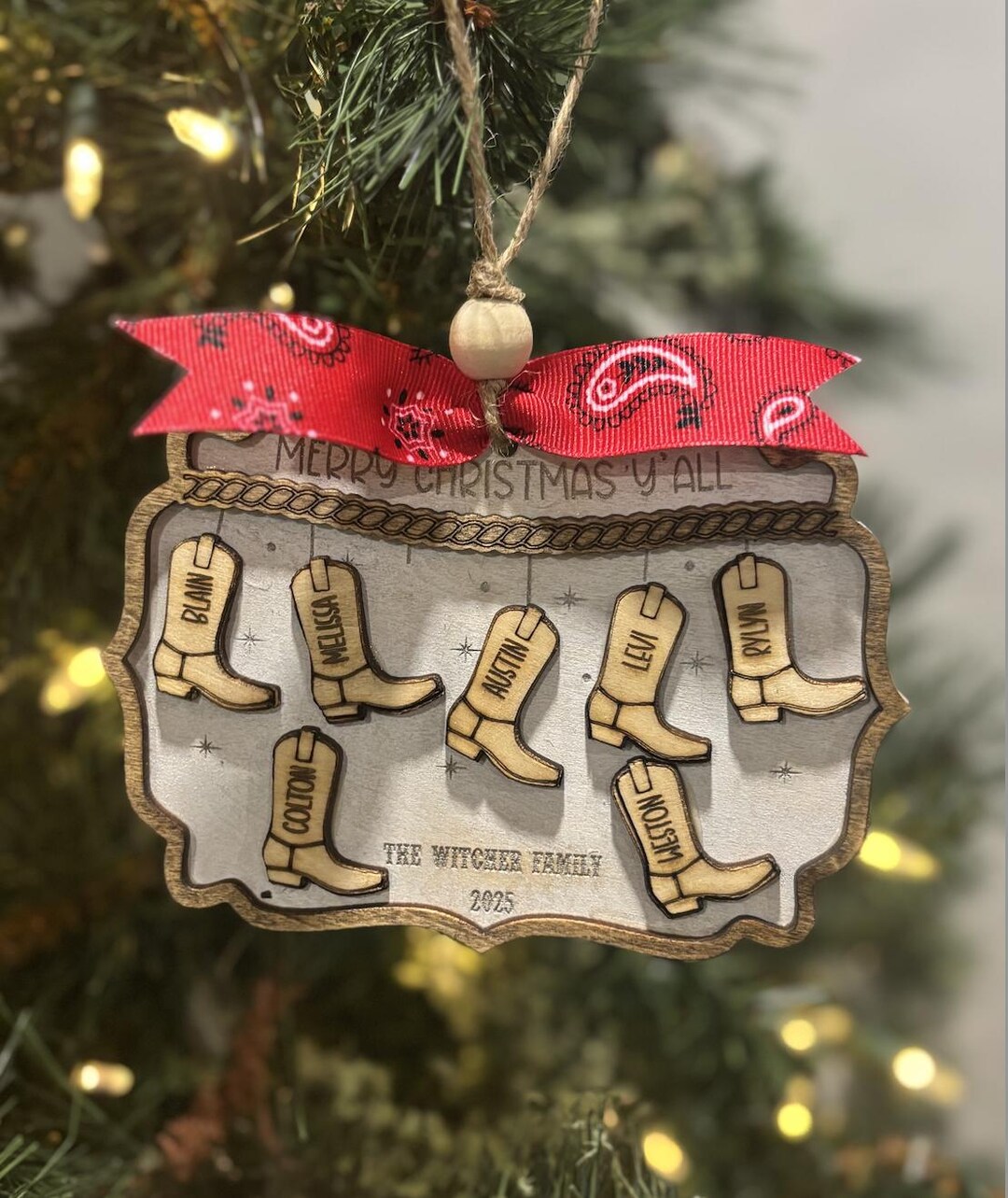 Cowboy Boot/buckle Personalized Ornament, Family Keepsake - Etsy
