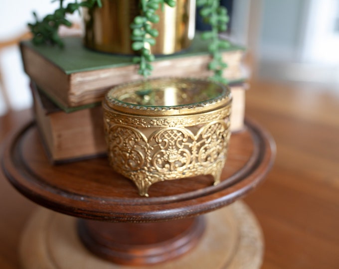 Vintage Gold Box- Trinket Box - Display Box -glass Top Box- Filigree ...