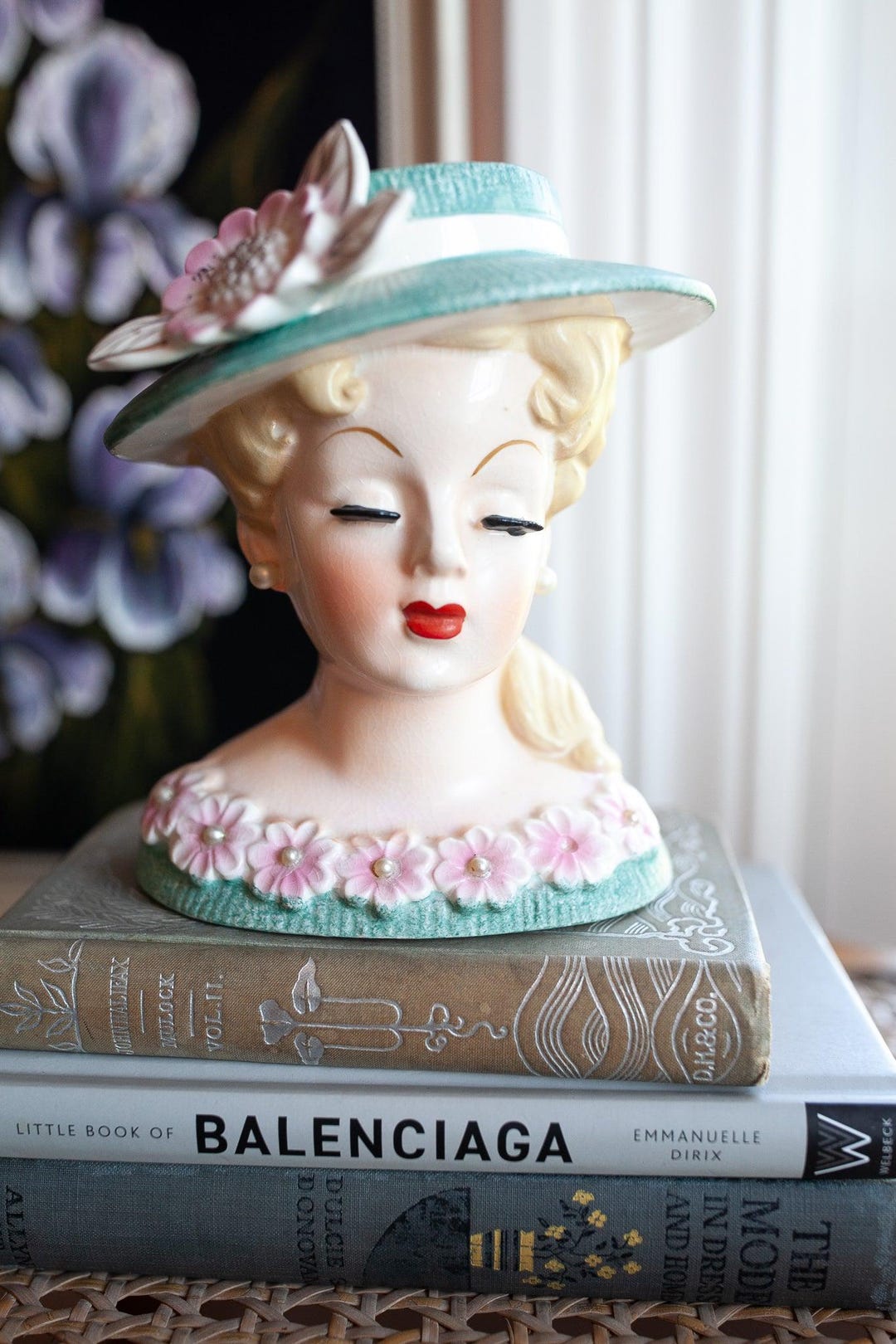 Vintage Lady Head Vase Rubens Head Vase Hat and Flowers - Etsy