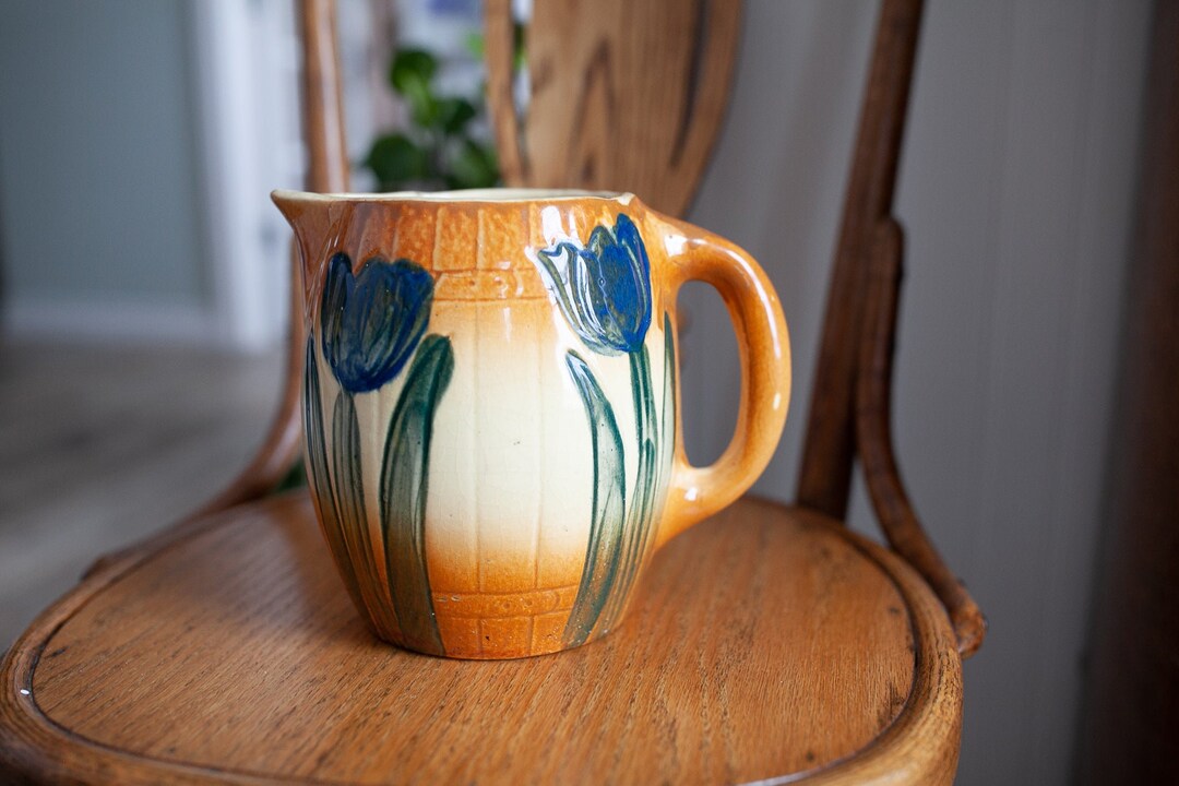 Roseville -early Pitcher Tulips- Antique Pitcher Roseville Pottery ...