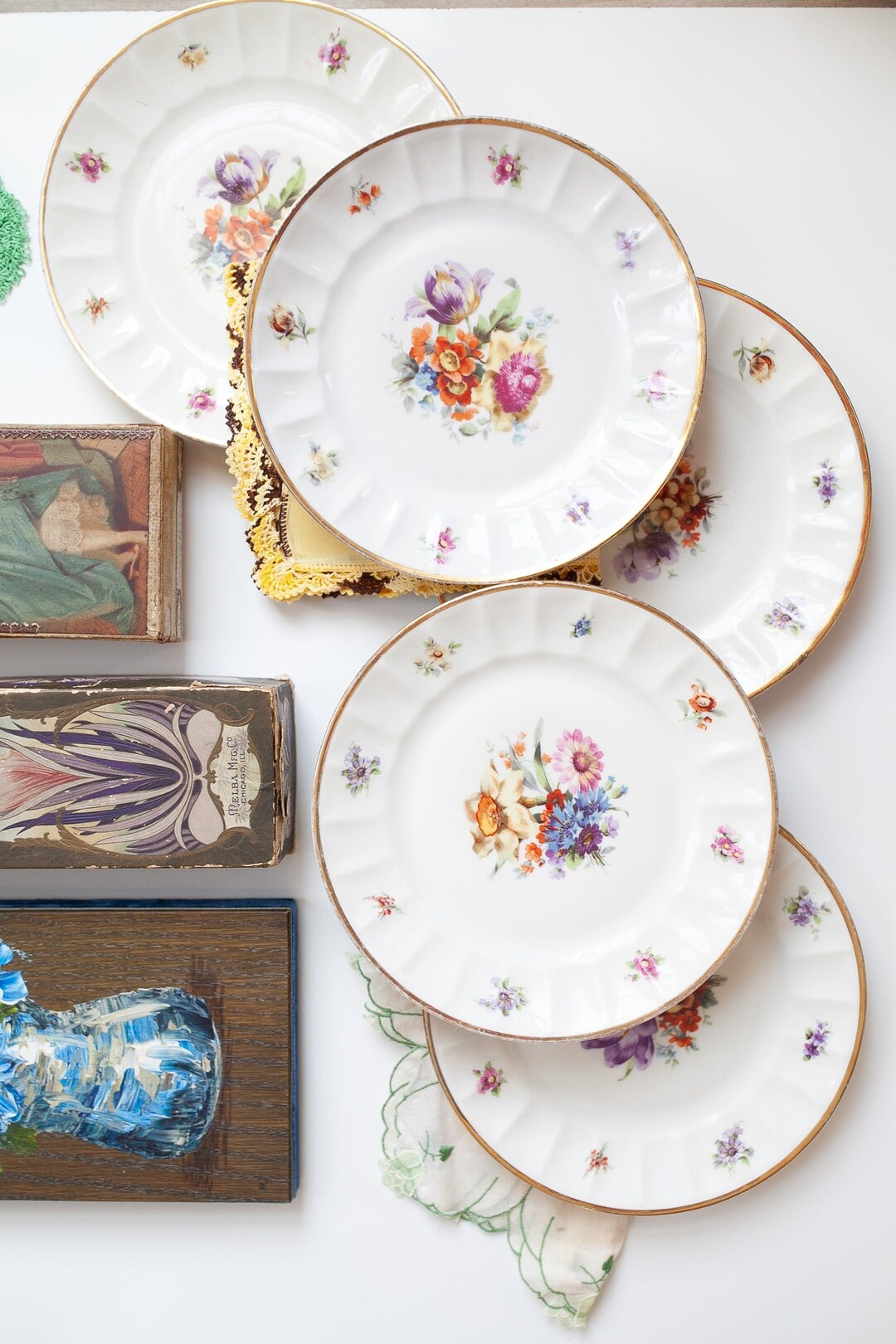 Vintage Kahla German Democratic Republic /set of 4 Hand Painted Floral ...