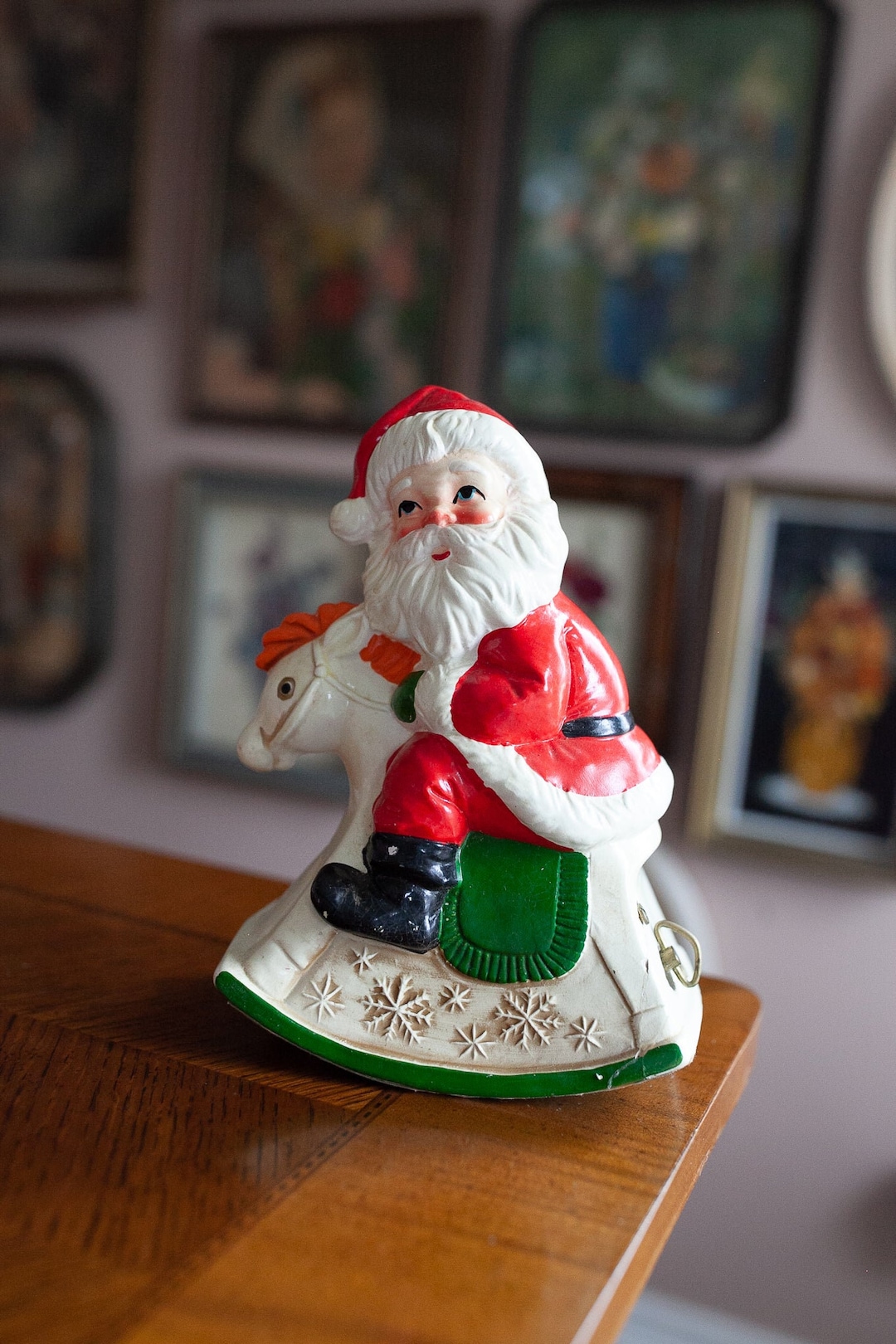 Vintage Santa rocking Horse Santa Musical Santa - Etsy