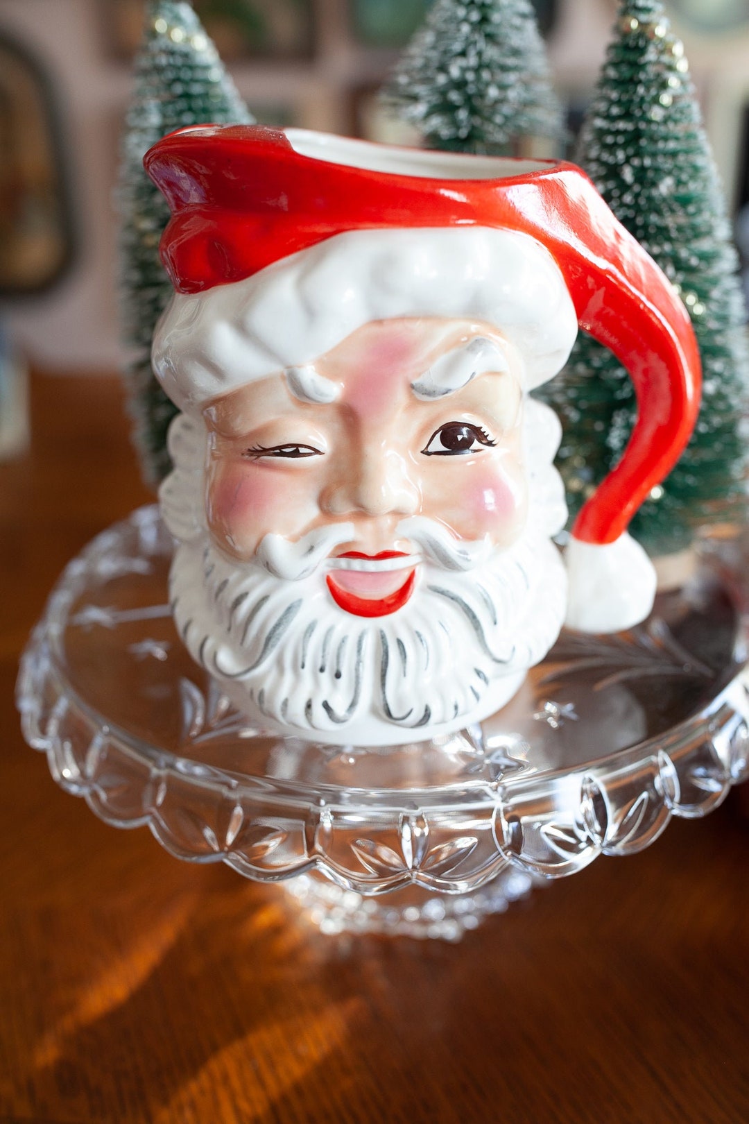 Vintage Santa Pitcher napco Winking Santa Ceramic Christmas Pitcher - Etsy