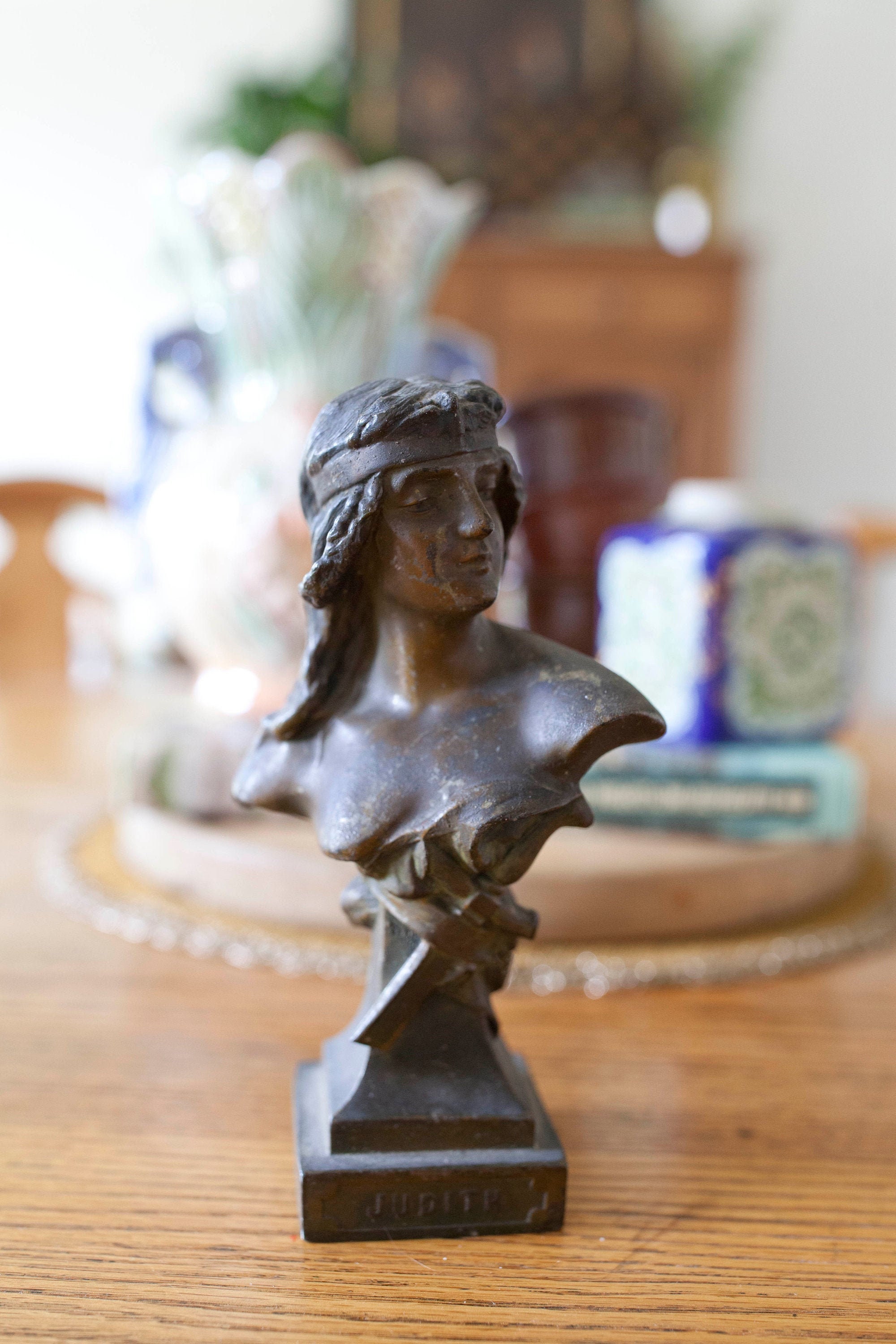 Antique Cabinet Bronze Bust Judith Metal Statue Sculpture Art Nouveau Bust antique-cabinet-bronze-bust-judith-metal-statue-sculpture-art-nouveau-bust