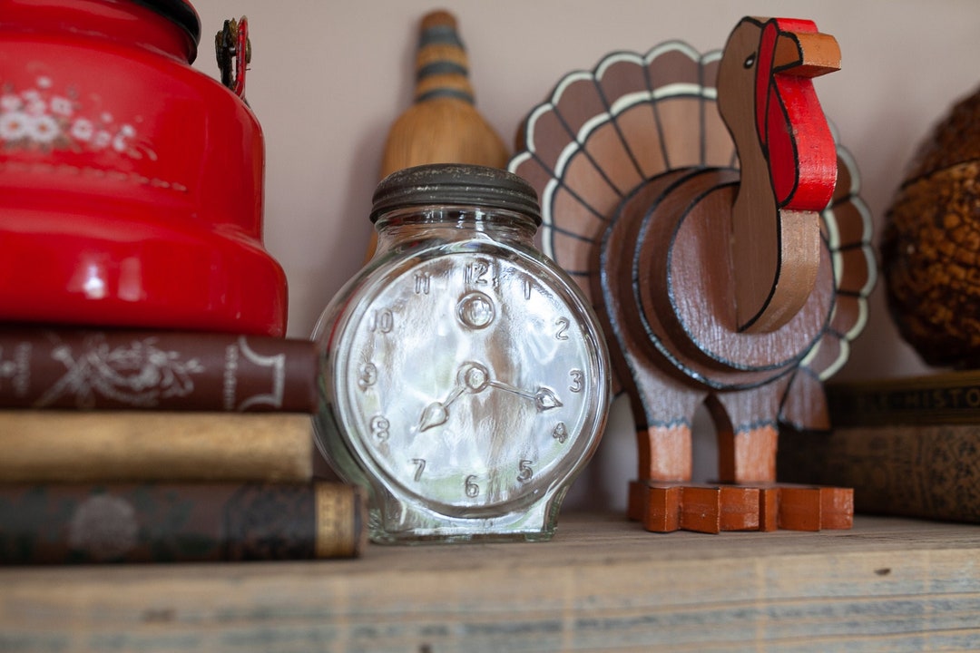 Vintage Glass Bottle Clock Face Bottle Lidded Bottle - Etsy