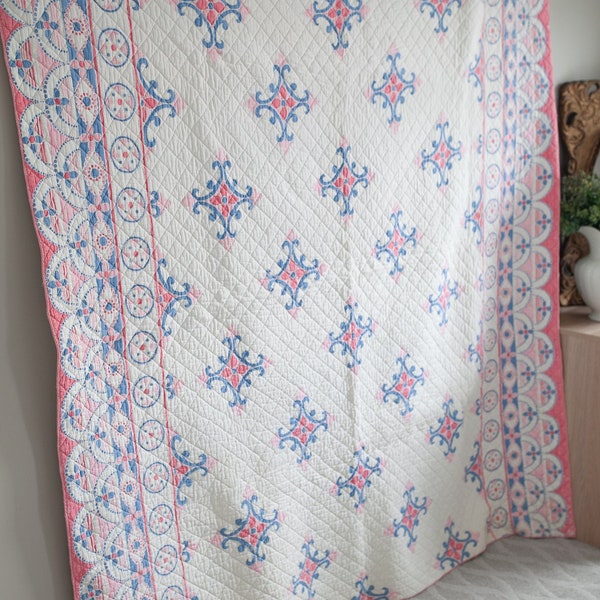 Pink and Blue Quilt - Etsy