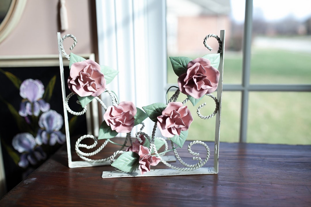 Vintage Rose Corbels -metal Corbel Shelf Brackets- Pink Rose - Etsy