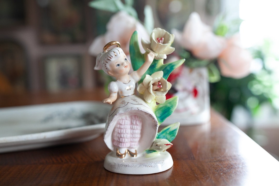 Lefton Flower Girl- Lefton March Flower Girl Angel - Etsy