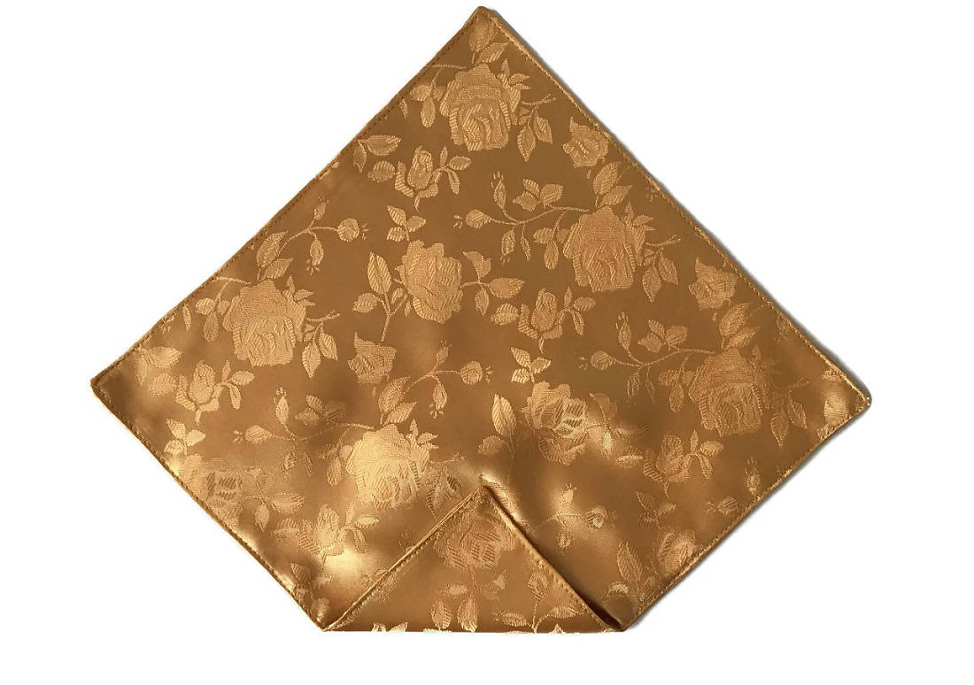 Handkerchief Pocket Square - Gold Rose Satin Jacquard - Adult Men's to ...