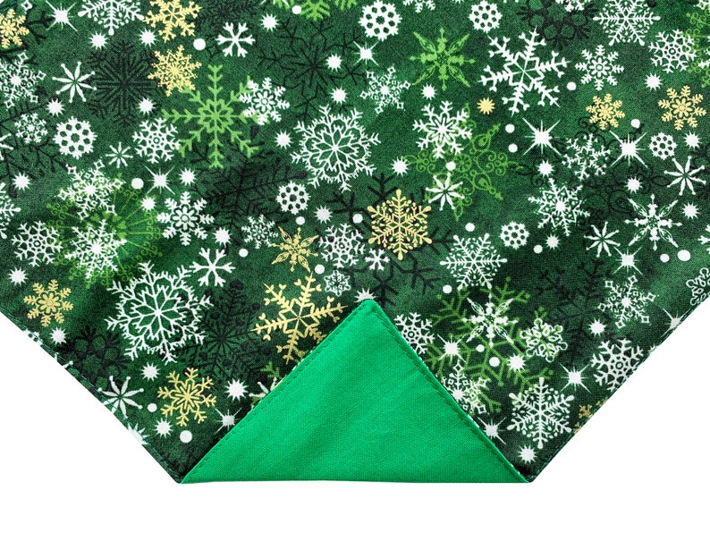 Handmade Pocket Square Christmas Green and Gold Snowflake | Etsy