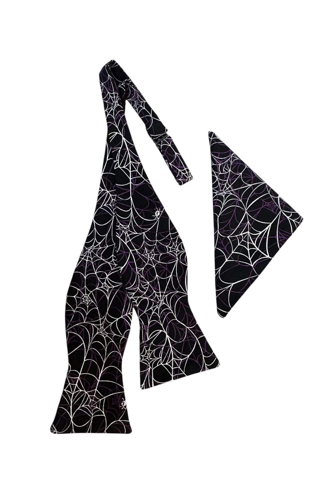 Spider Web Bow Tie and Pocket Square Set: Halloween Cotton, USA Made - Etsy