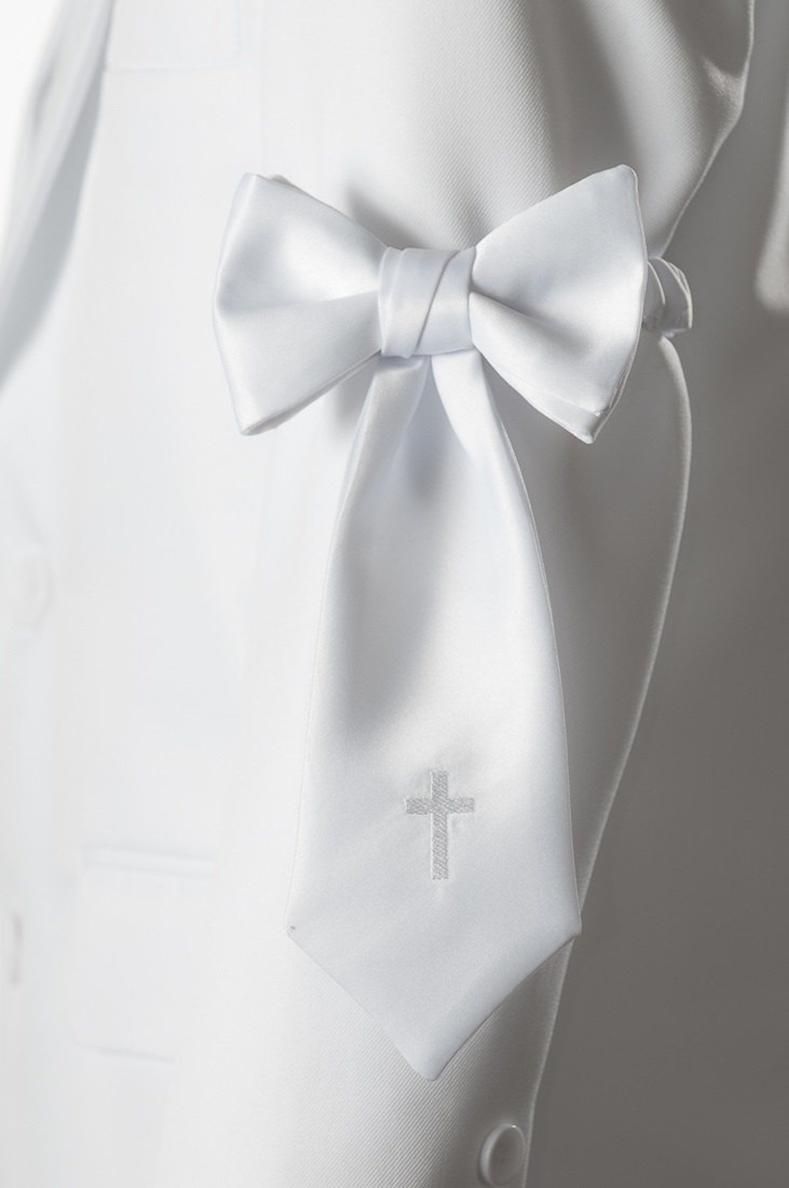 Boy's First Holy Communion Armband - White Satin With Embroidered ...