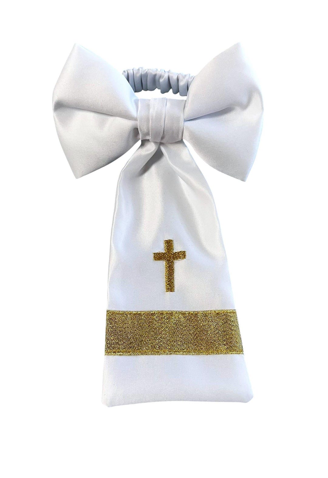 Boy's First Holy Communion Armband - White Satin With Embroidered ...