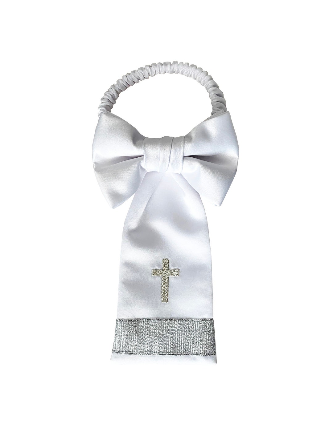 Boy's Communion Armband White Satin With Colored Embroidered Religious ...