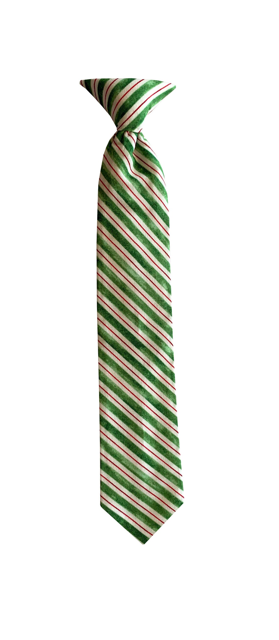 Handmade Clip-on Dress Neck Tie Green and Red Candy Cane - Etsy